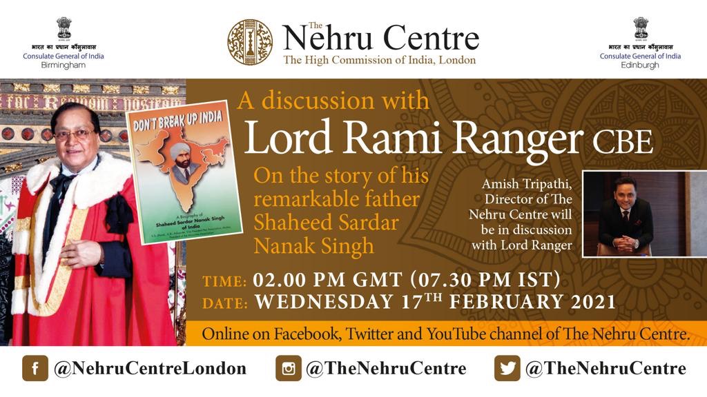 A discussion with Lord Rami Ranger CBE - Nehru Centre London